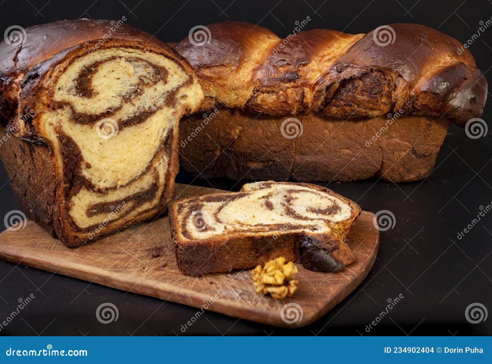 Romanian Cozonac on Black Background Stock Photo - Image of celebration ...