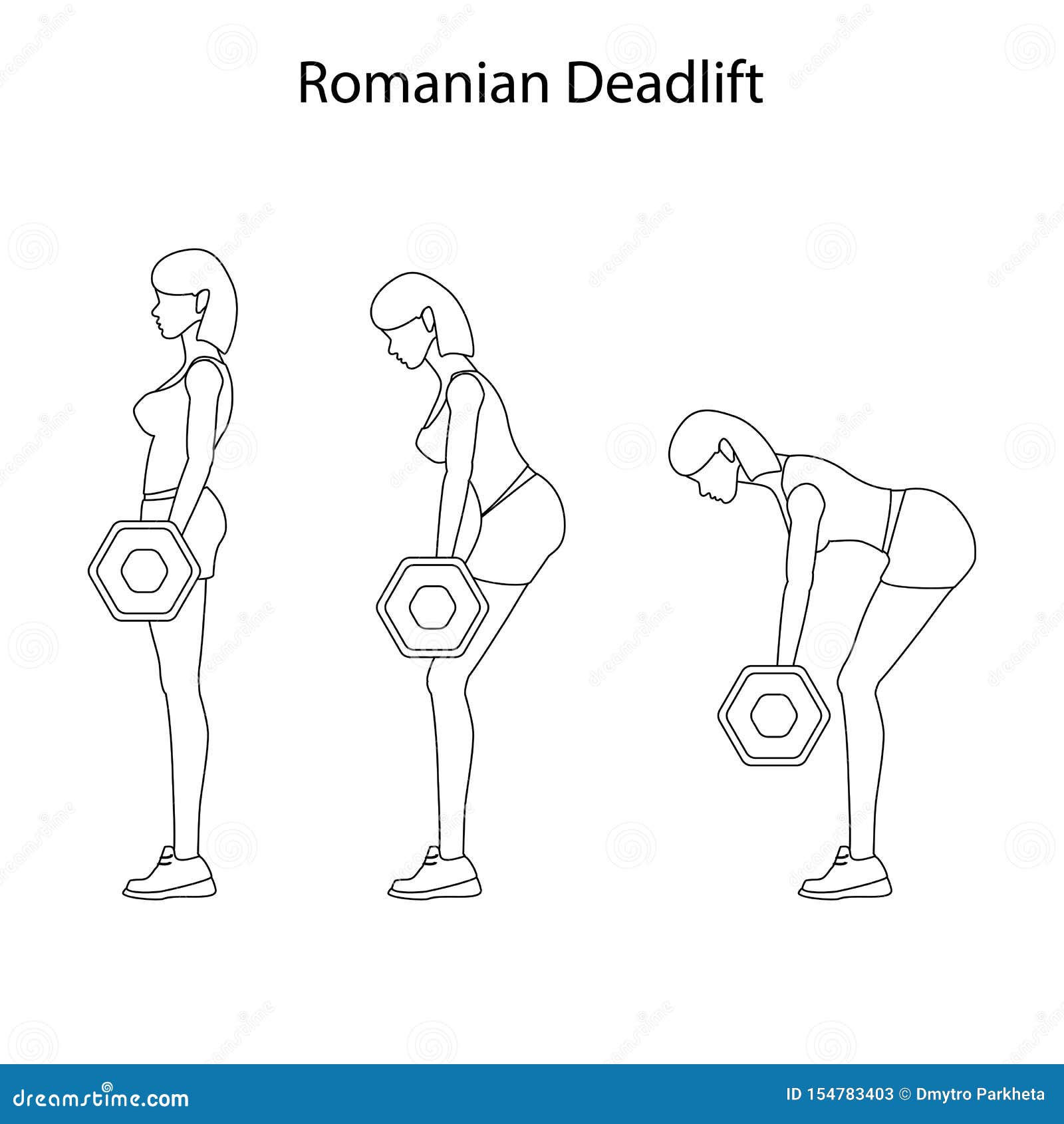 Romanian Deadlift Exercise Outline Stock Vector - Illustration of ...