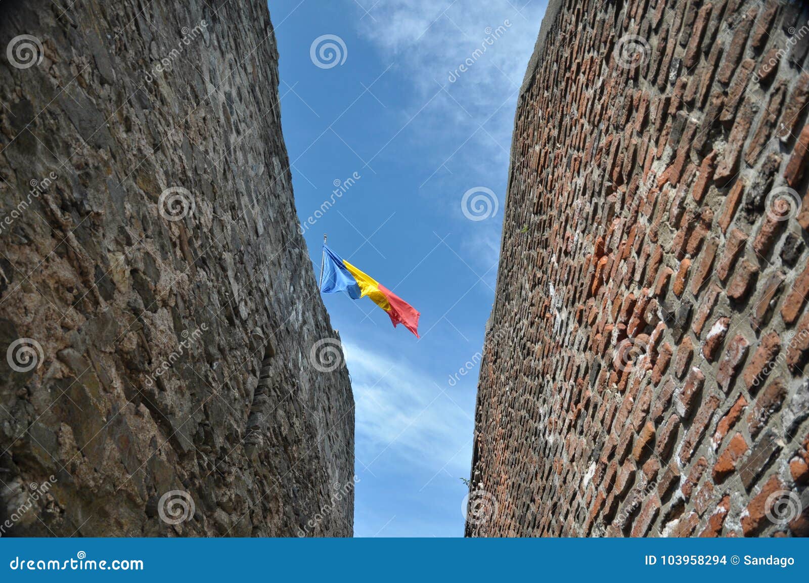 Romanian flag stock photo. Image of castle, national - 103958294