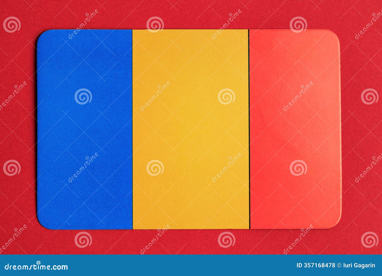 Romanian Flag on Red Background with Vertical Blue, Yellow, and Red ...
