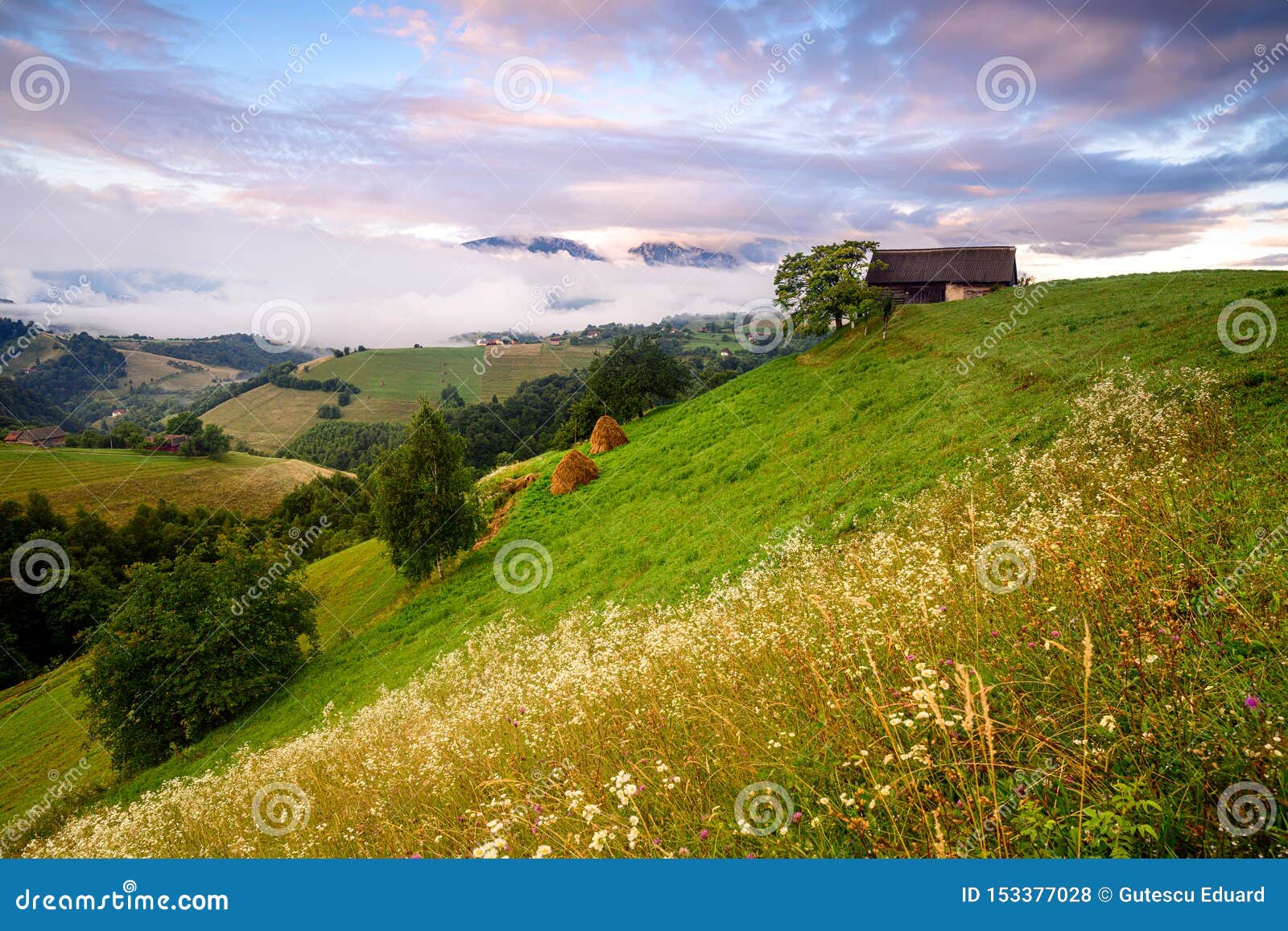 Romanian Landscape in Transylvania , Carpathian Mountains Stock Photo ...