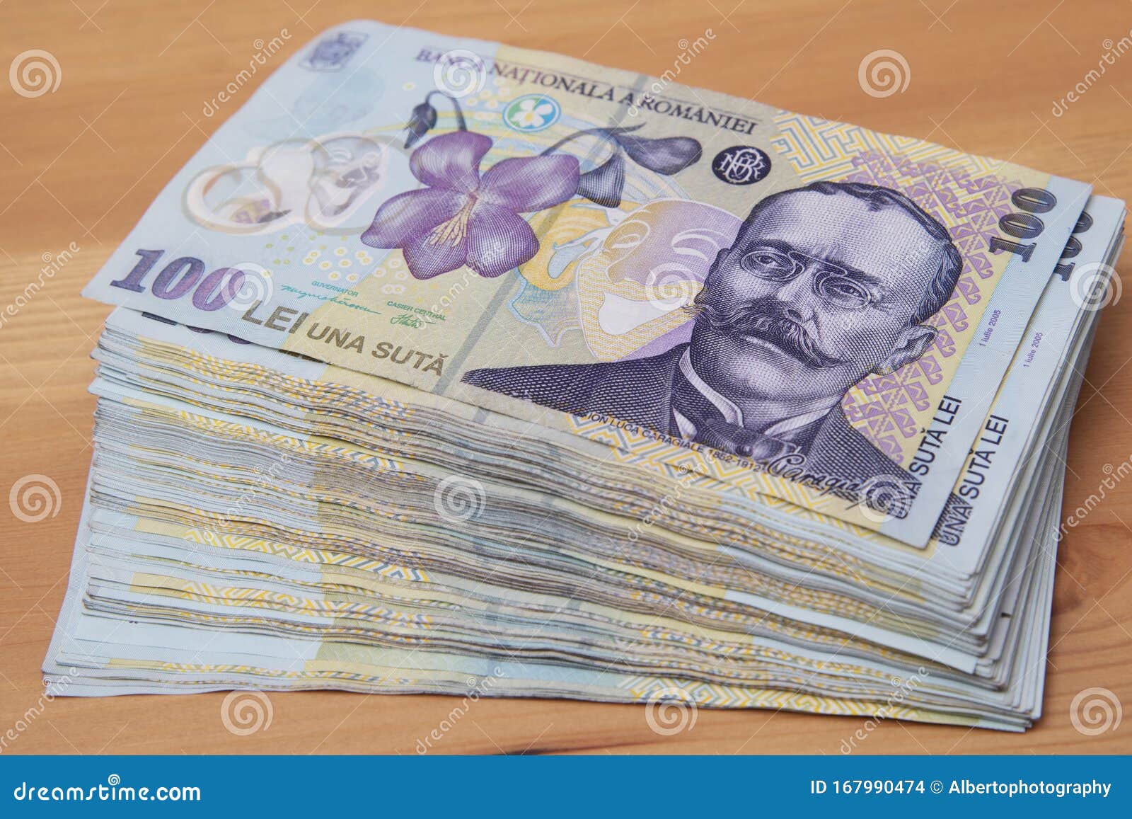 Romanian LEI banknotes stock photo. Image of business - 167990474