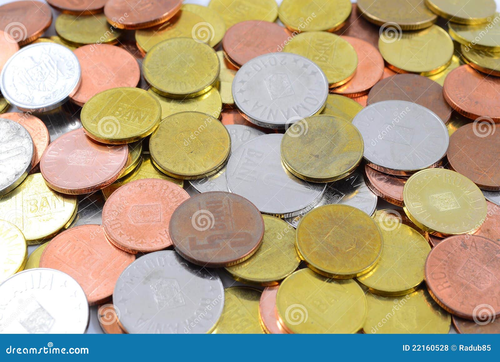 Romanian Lei Coins stock photo. Image of economic, colors - 22160528