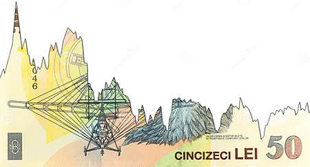 50 Romanian Leu Banknote Reverse Decline Graph Indicating Exchange Rate ...
