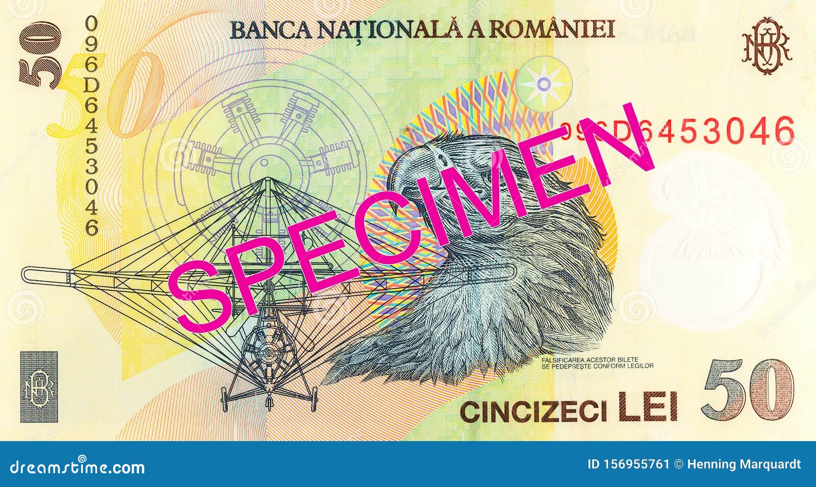 50 Romanian Leu Banknote Reverse Specimen Stock Image - Image of ...