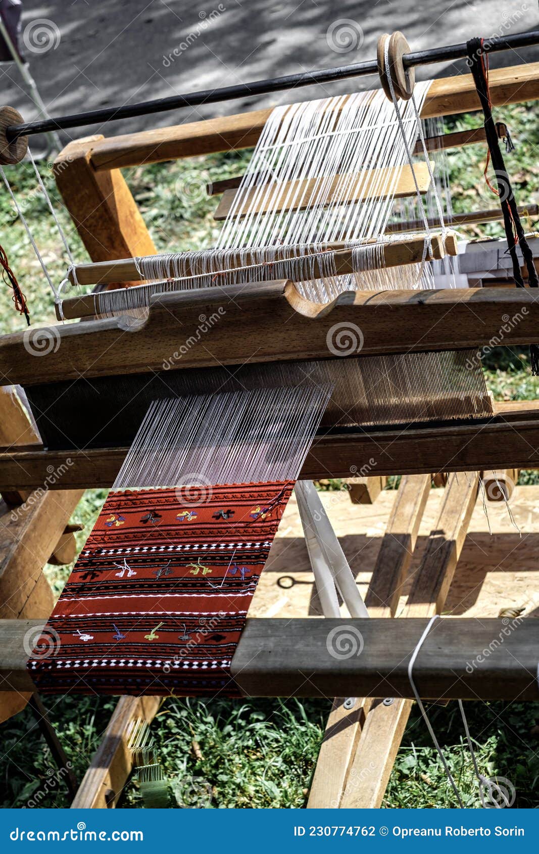 Romanian Loom with Homemade Thread on it Stock Photo - Image of craft ...