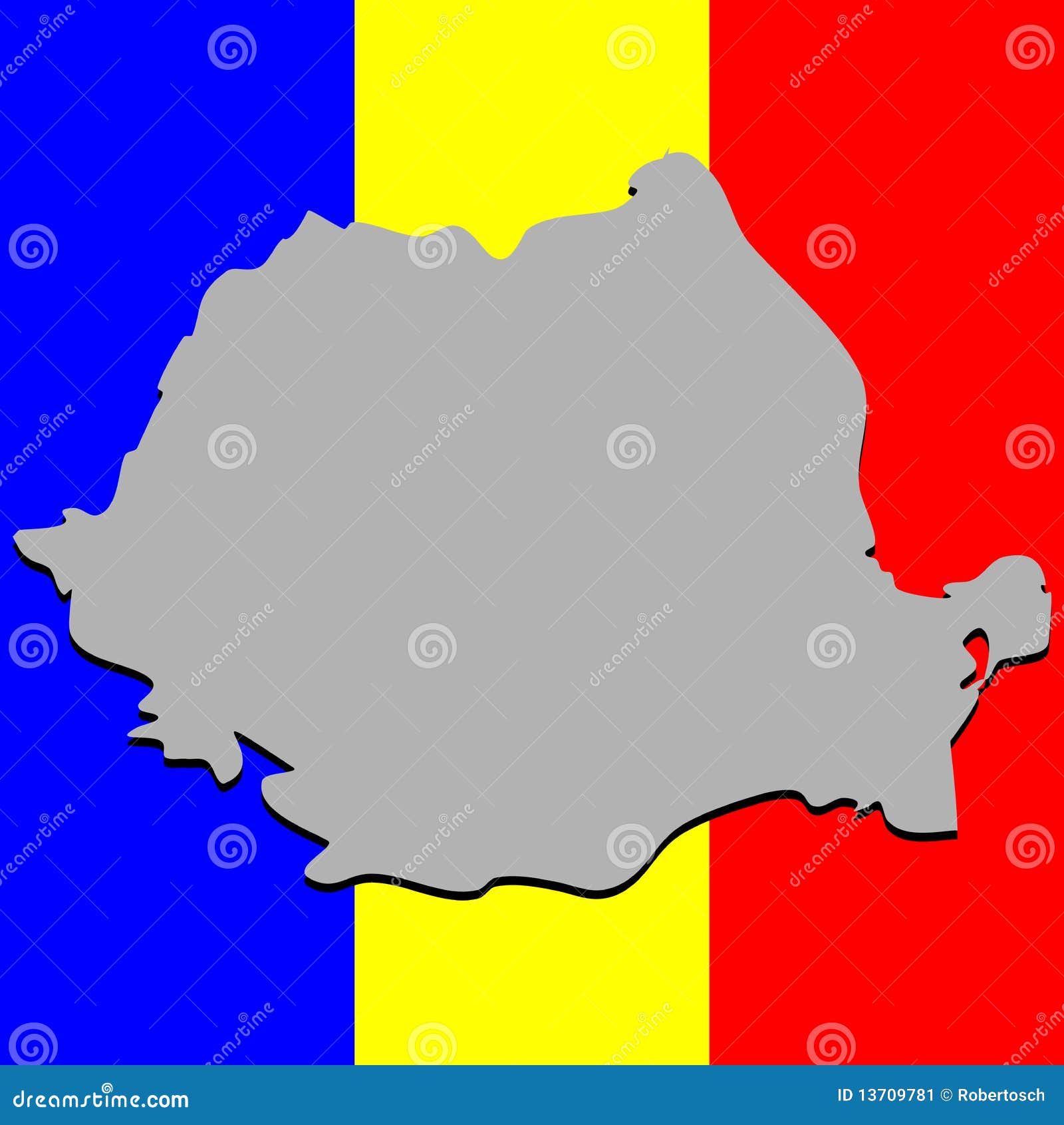 Romanian Map Over National Colors Stock Vector - Illustration of flying ...