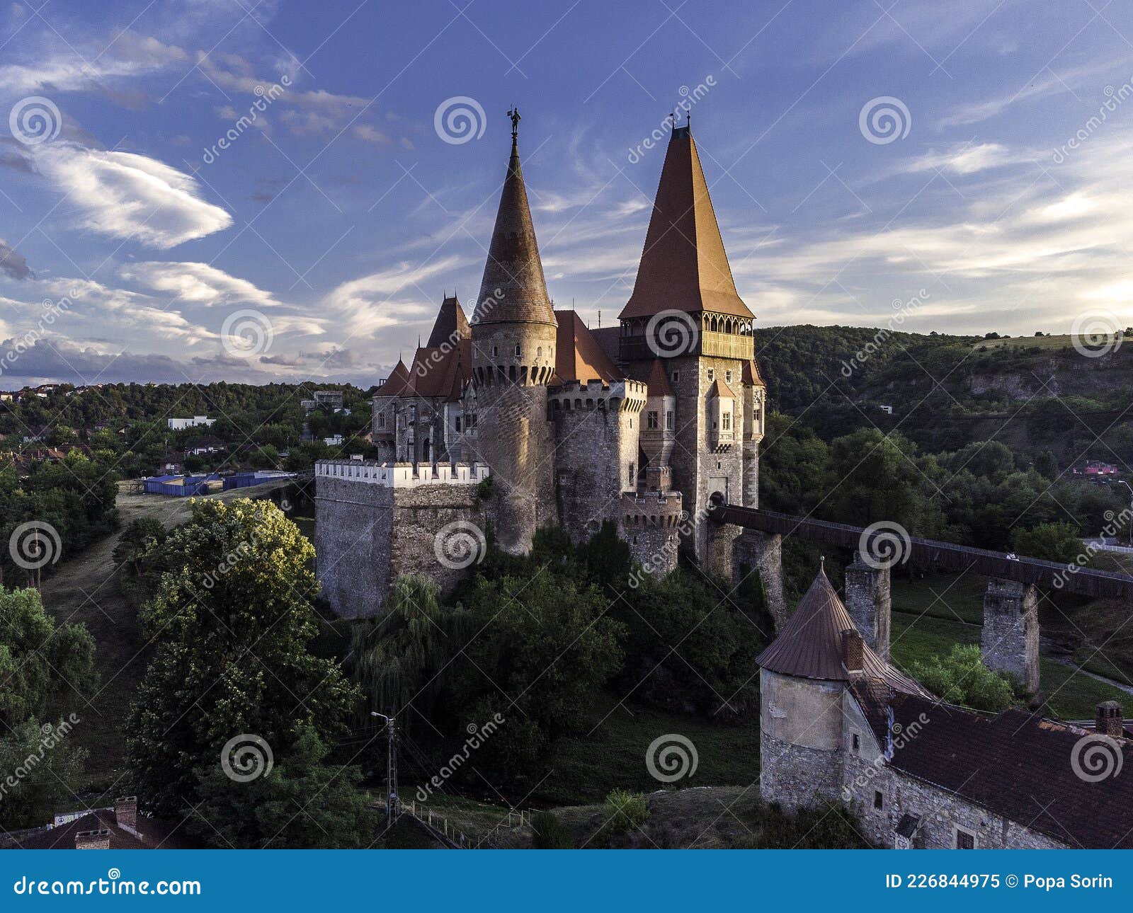 Romanian medieval castle stock image. Image of evening - 226844975