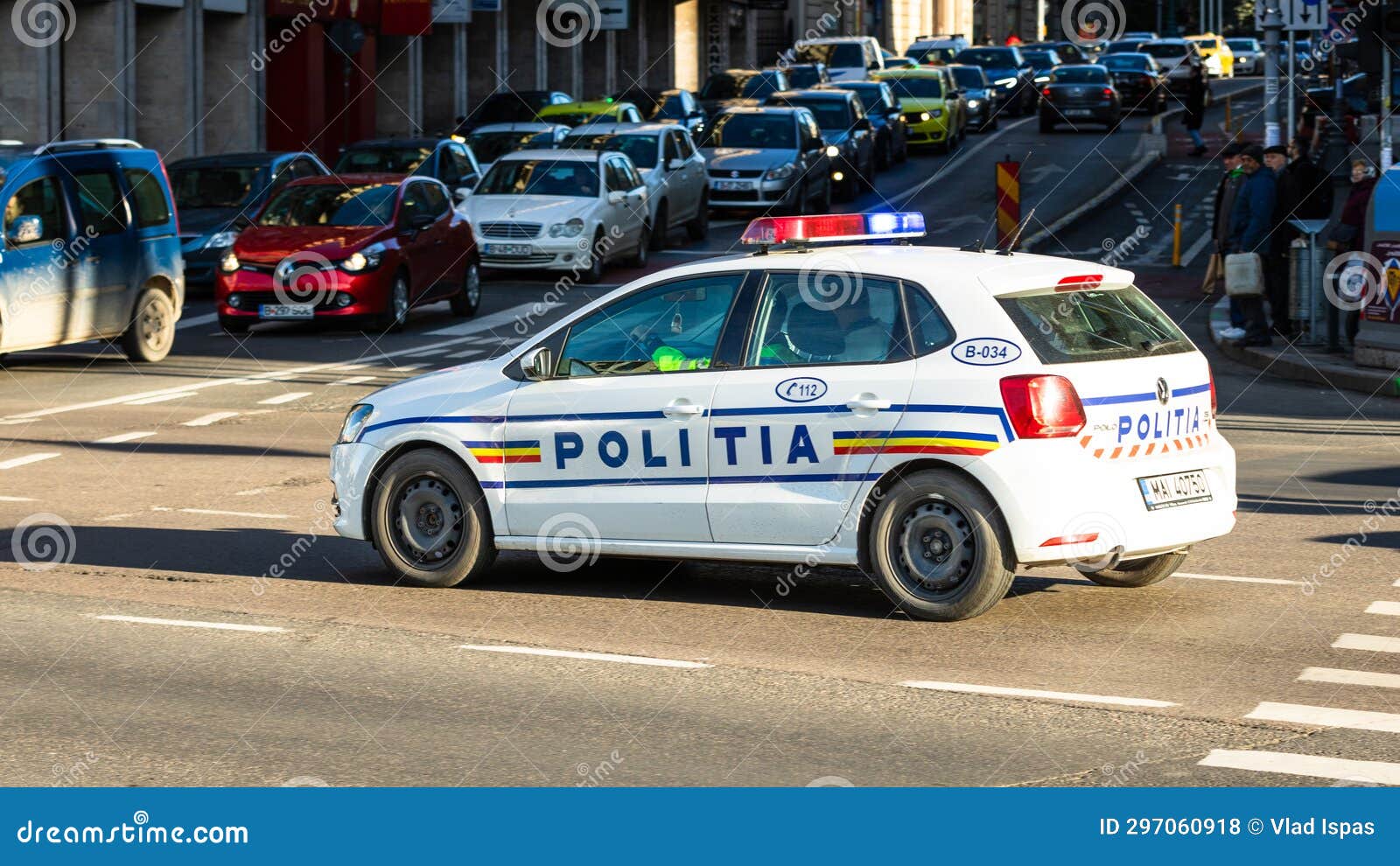 Romanian Police Car in Traffic during Rush Hour in Bucharest Editorial ...