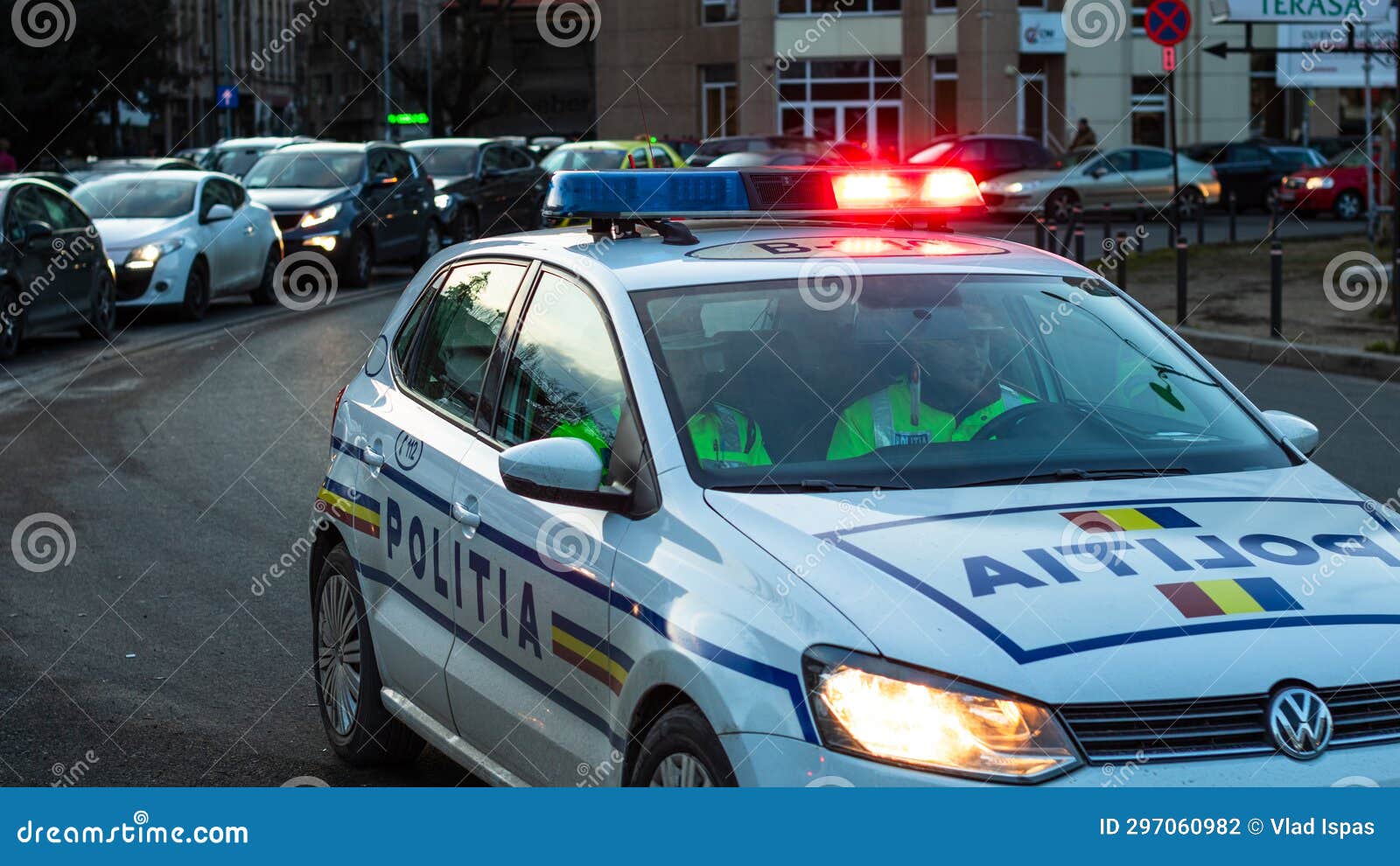 Romanian Police Car in Traffic during Rush Hour in Bucharest Editorial ...