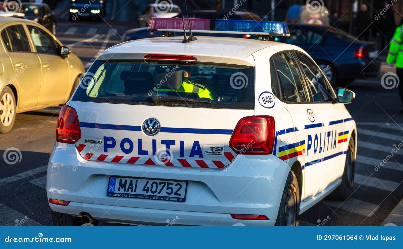 Romanian Police Car in Traffic during Rush Hour in Bucharest Editorial ...