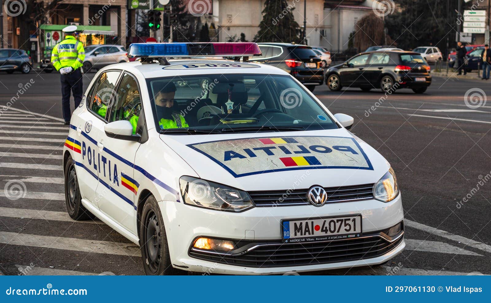 Romanian Police Car in Traffic during Rush Hour in Bucharest Editorial ...