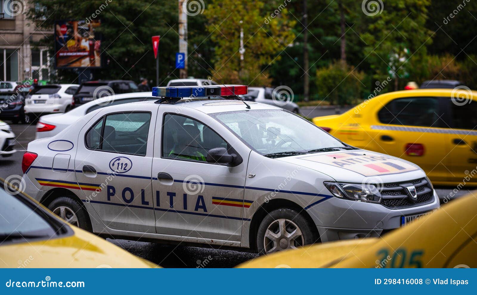 Romanian Police Car in Traffic during Rush Hour in Bucharest Editorial ...