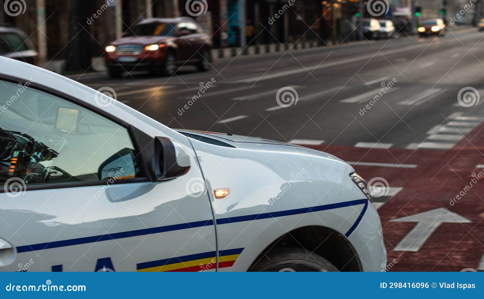 Romanian Police Car in Traffic during Rush Hour in Bucharest Editorial ...