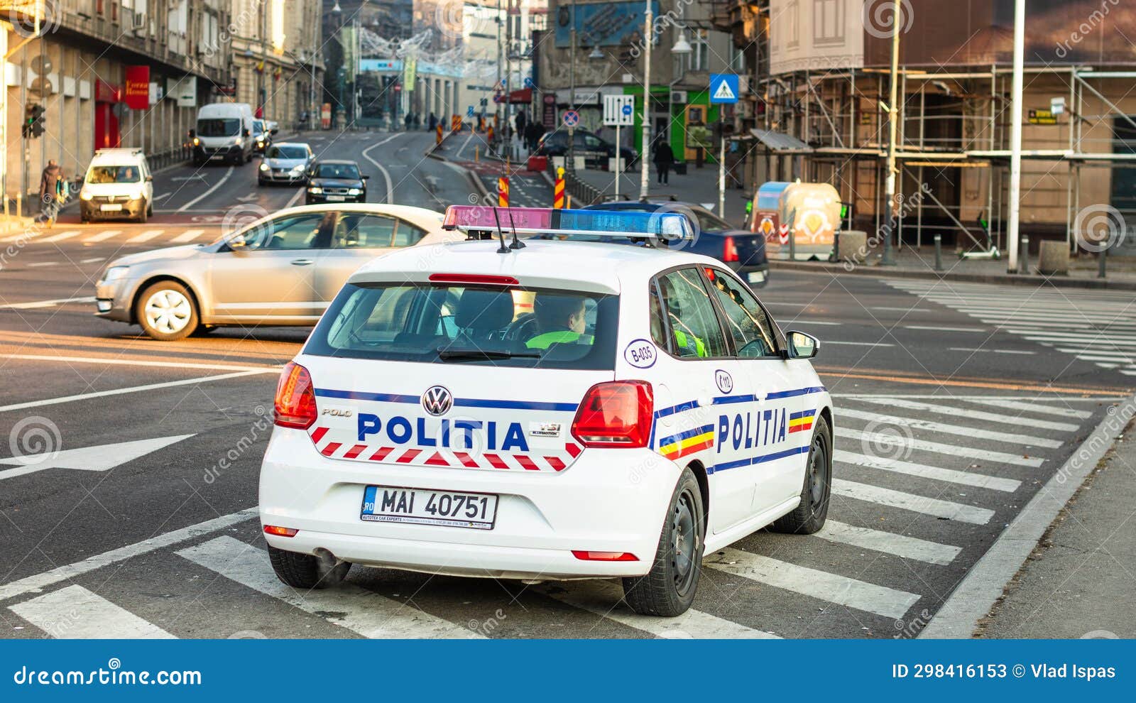Romanian Police Car in Traffic during Rush Hour in Bucharest Editorial ...