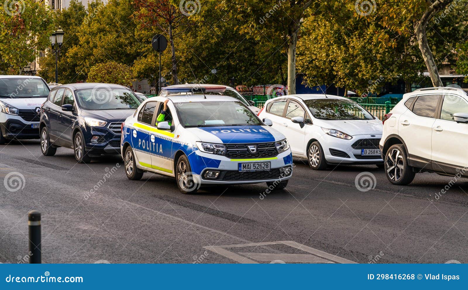 Romanian Police Car in Traffic during Rush Hour in Bucharest Editorial ...