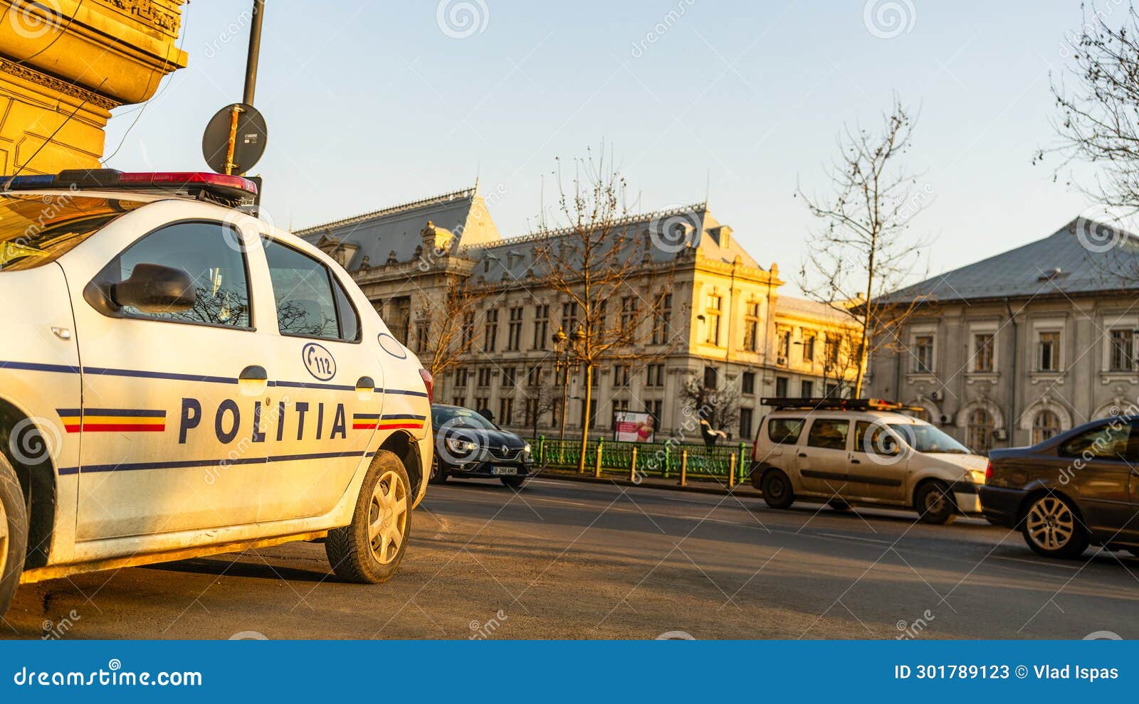 Romanian Police Car in Traffic during Rush Hour in Bucharest Editorial ...