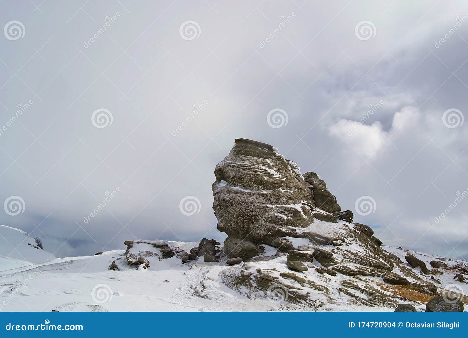 The Romanian Sphinx in Bucegi Mountains Stock Photo - Image of rock ...
