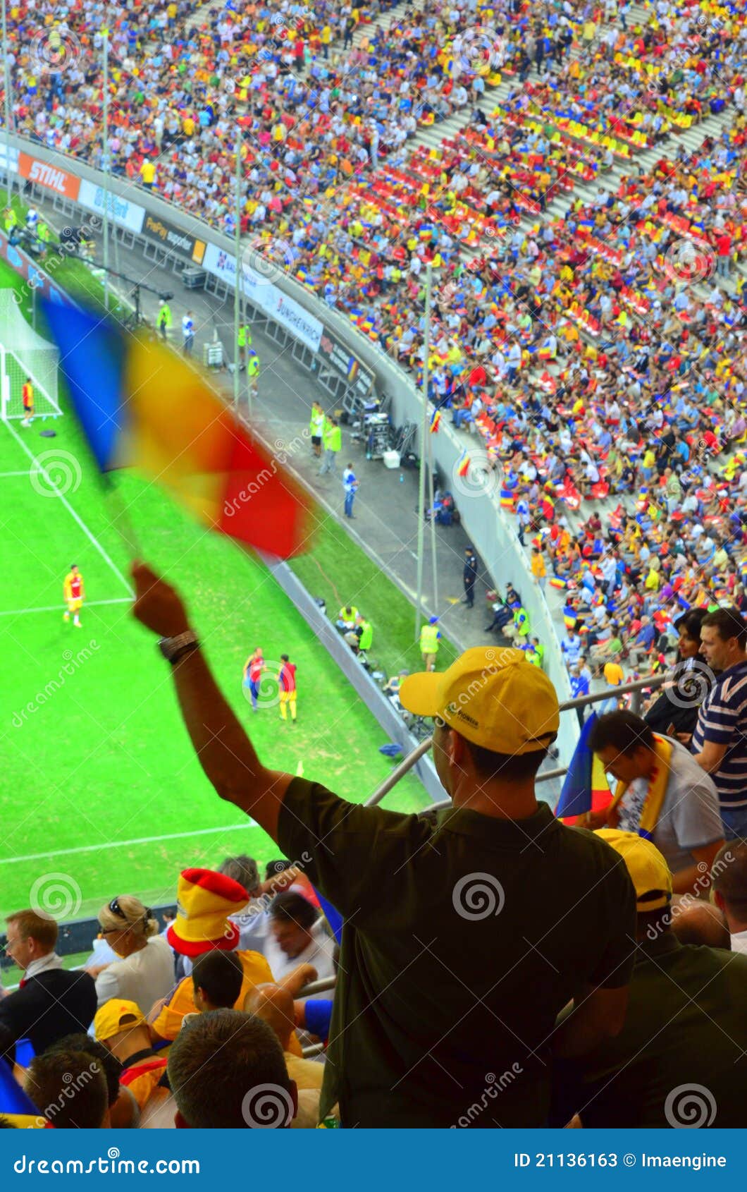 Romanian Supporter with Flag on Full Stadium Editorial Stock Photo ...