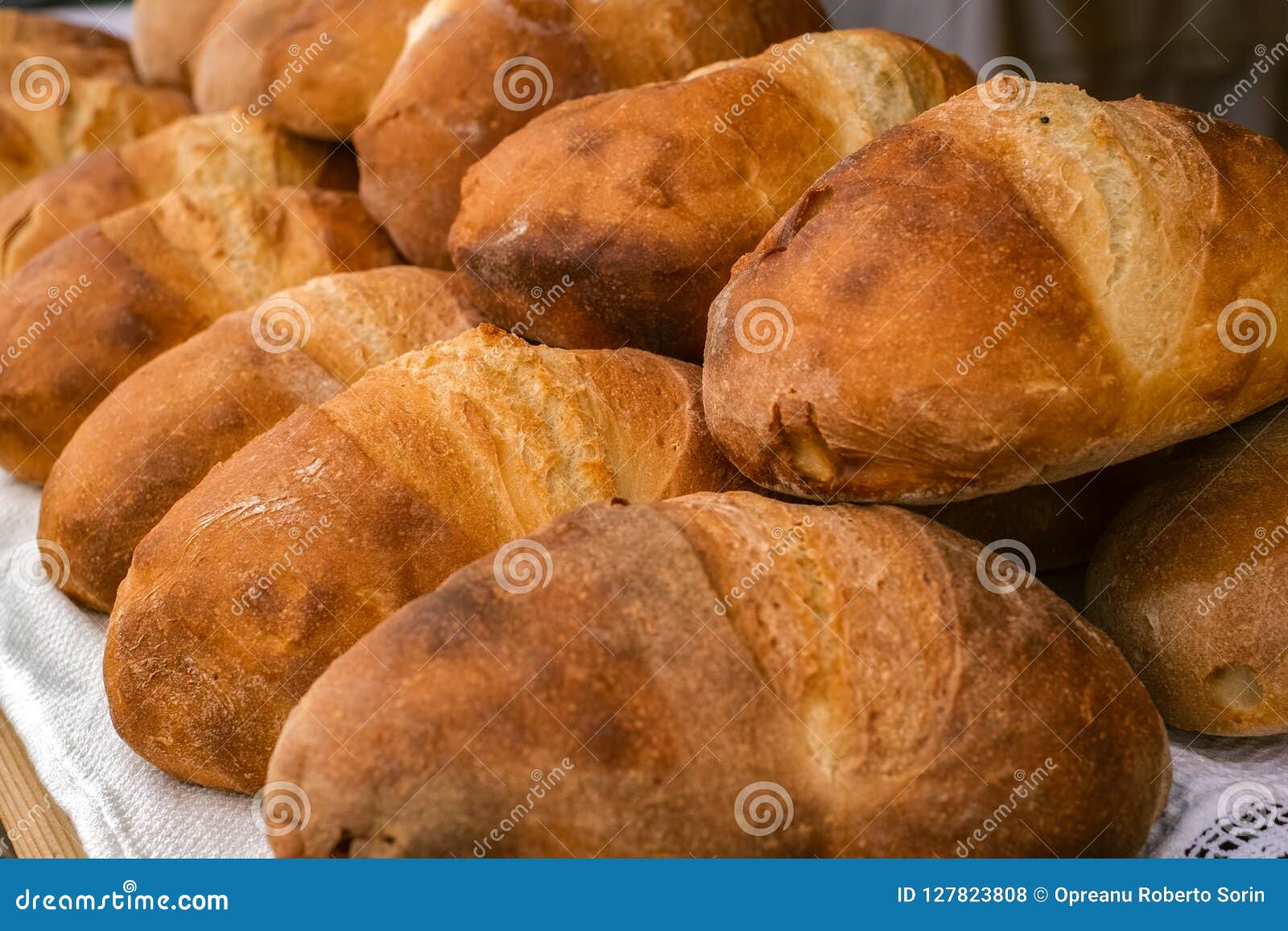 Romanian Traditional Bread at the Market Stall Stock Photo - Image of ...