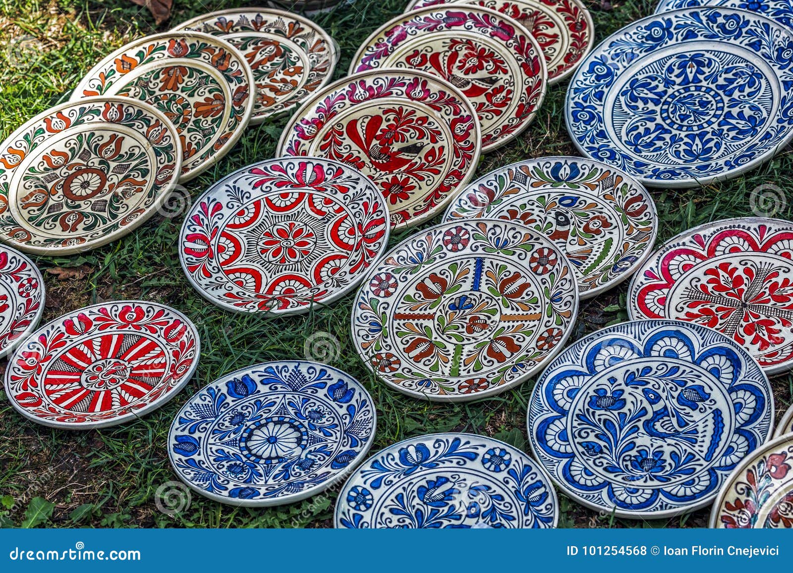 Romanian Traditional Ceramic in the Plates Form Stock Photo - Image of ...