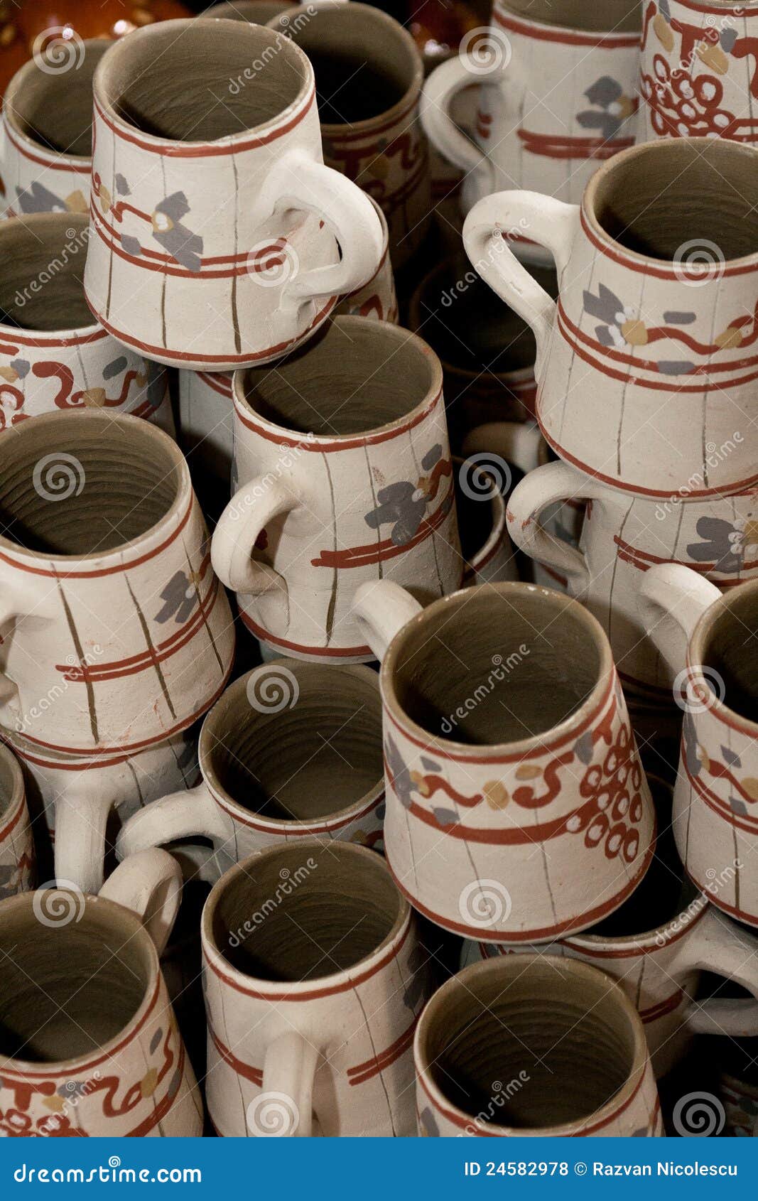 Romanian Traditional Clay Cups Stock Photo - Image of traditional, sell ...