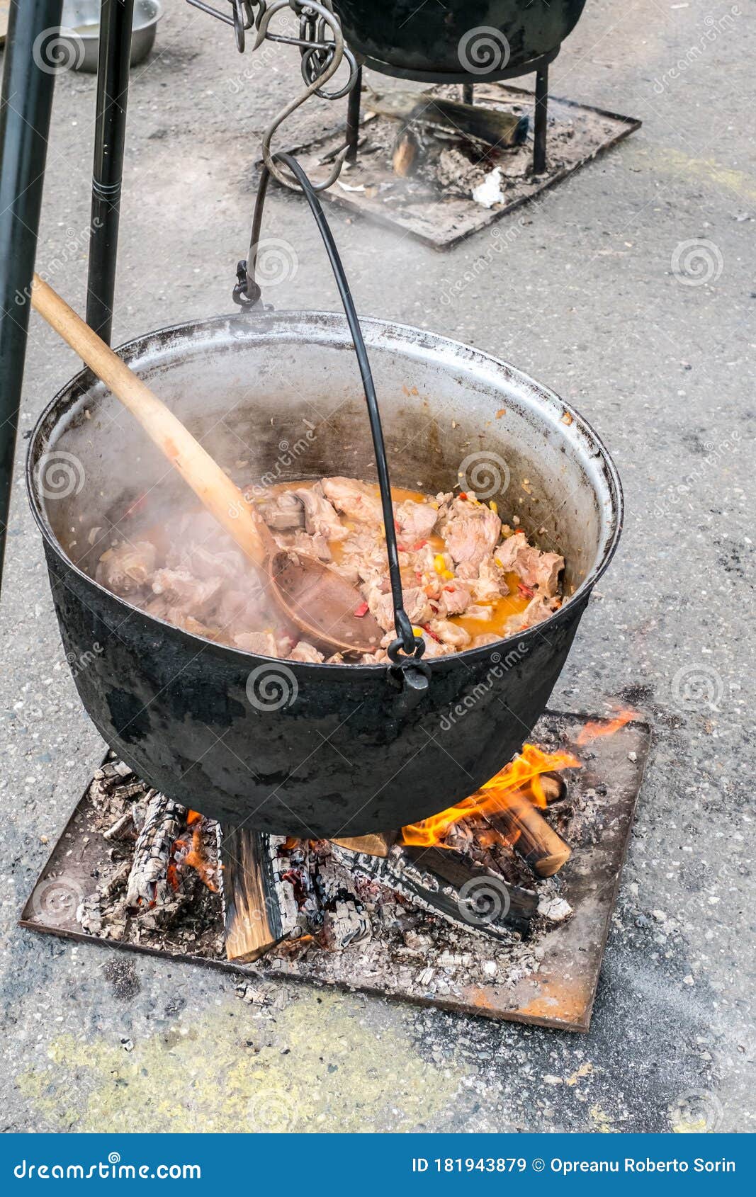 Romanian Traditional Food Prepared at the Cauldron Stock Image - Image ...