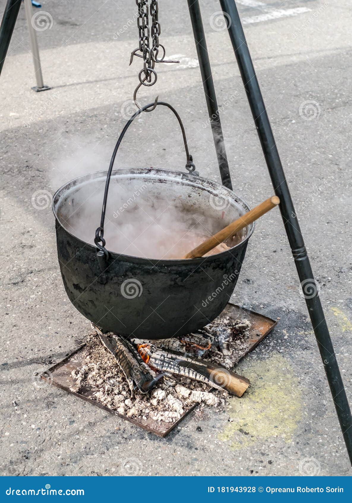 Romanian Traditional Food Prepared at the Cauldron Stock Photo - Image ...