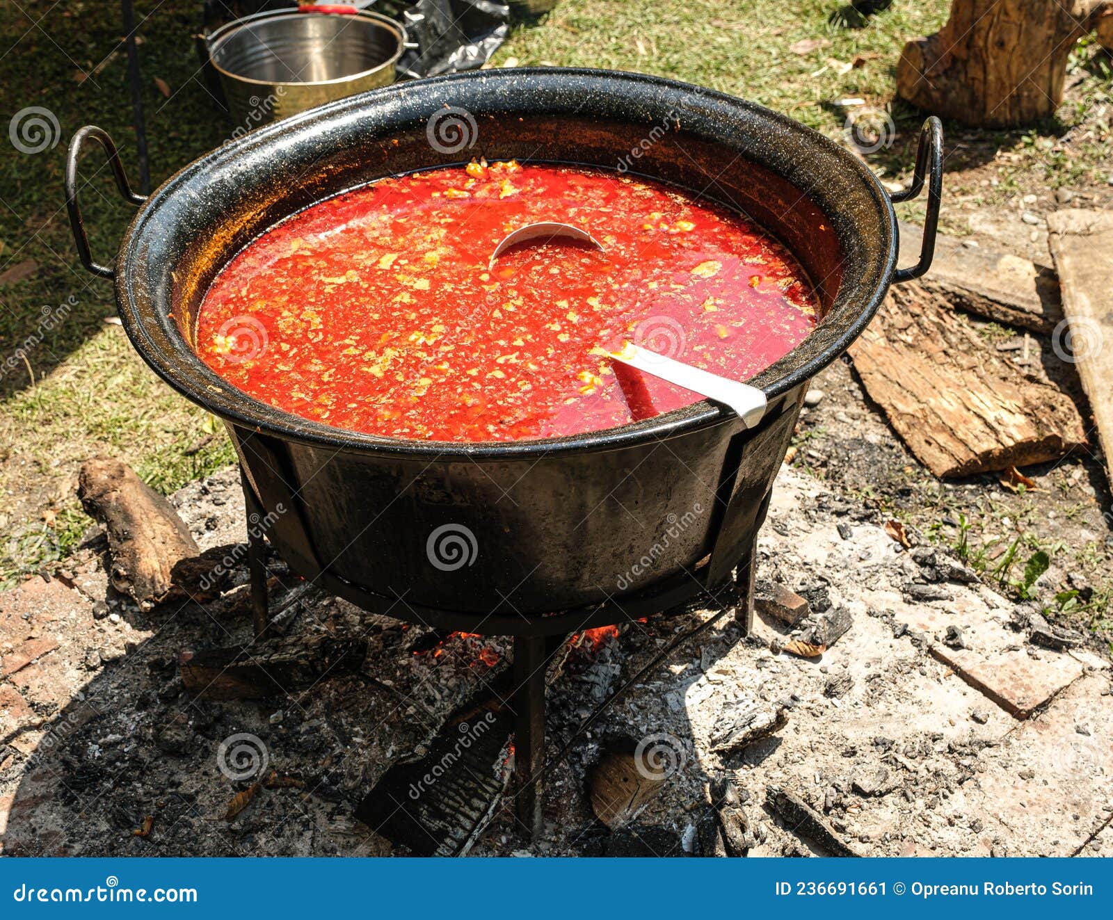Romanian Traditional Food Prepared at the Cauldron Stock Image - Image ...