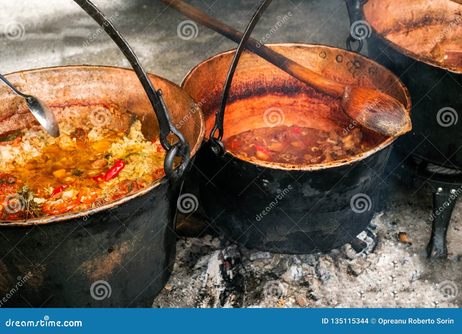 Romanian Traditional Food Prepared at the Cauldron on the Open Fire ...