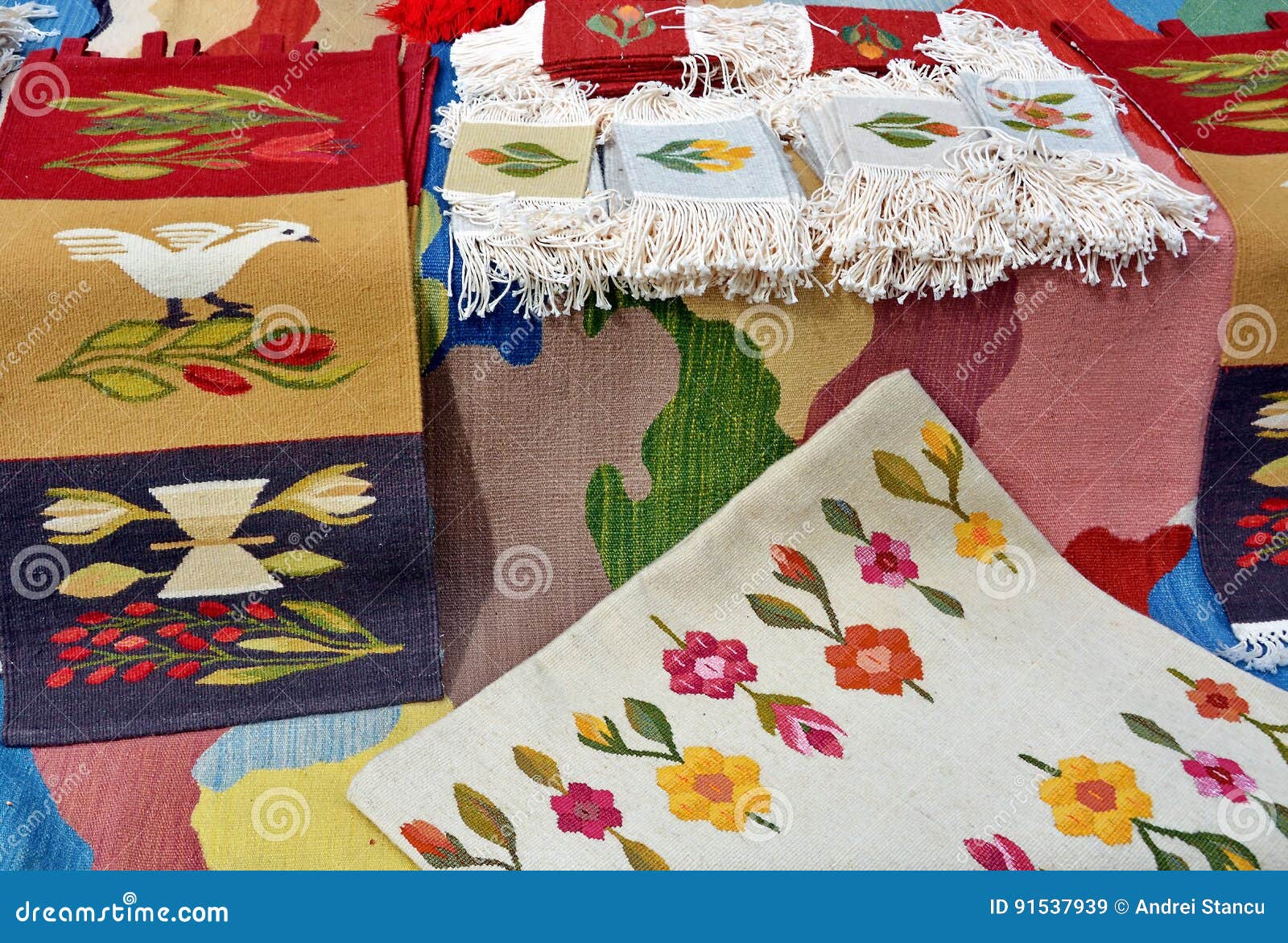 Romanian traditional rug stock image. Image of handmade - 91537939