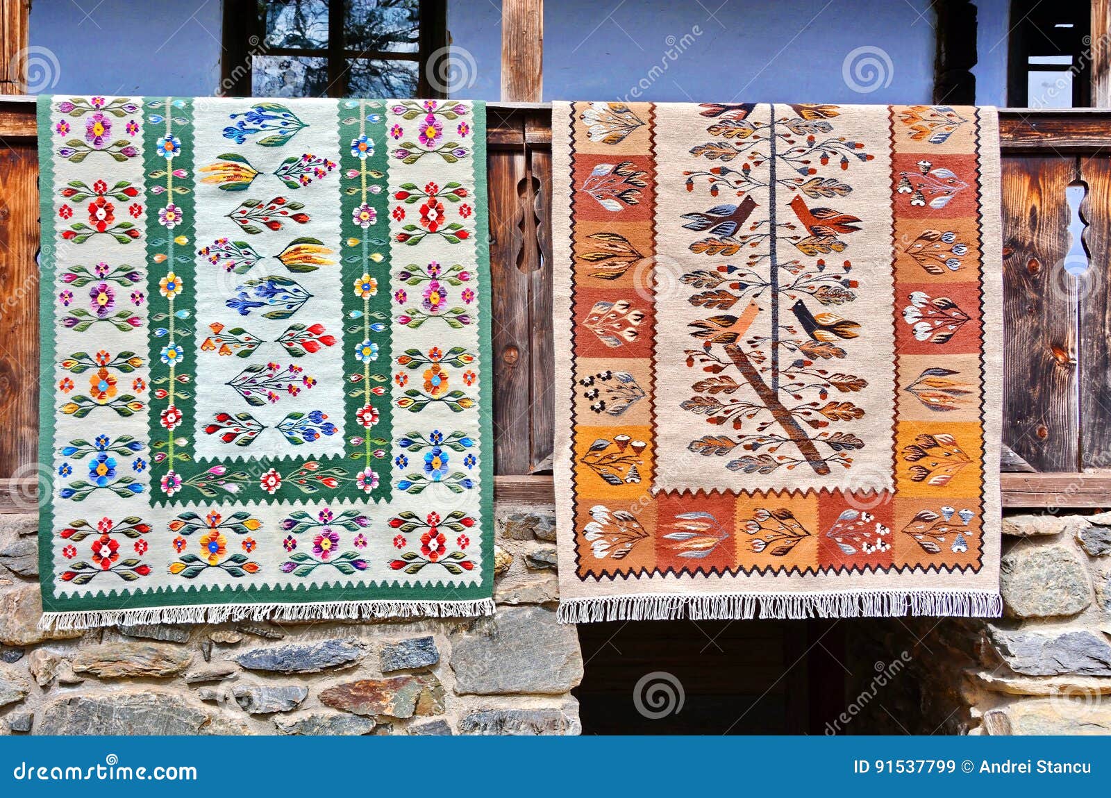 Romanian traditional rug stock image. Image of craft - 91537799