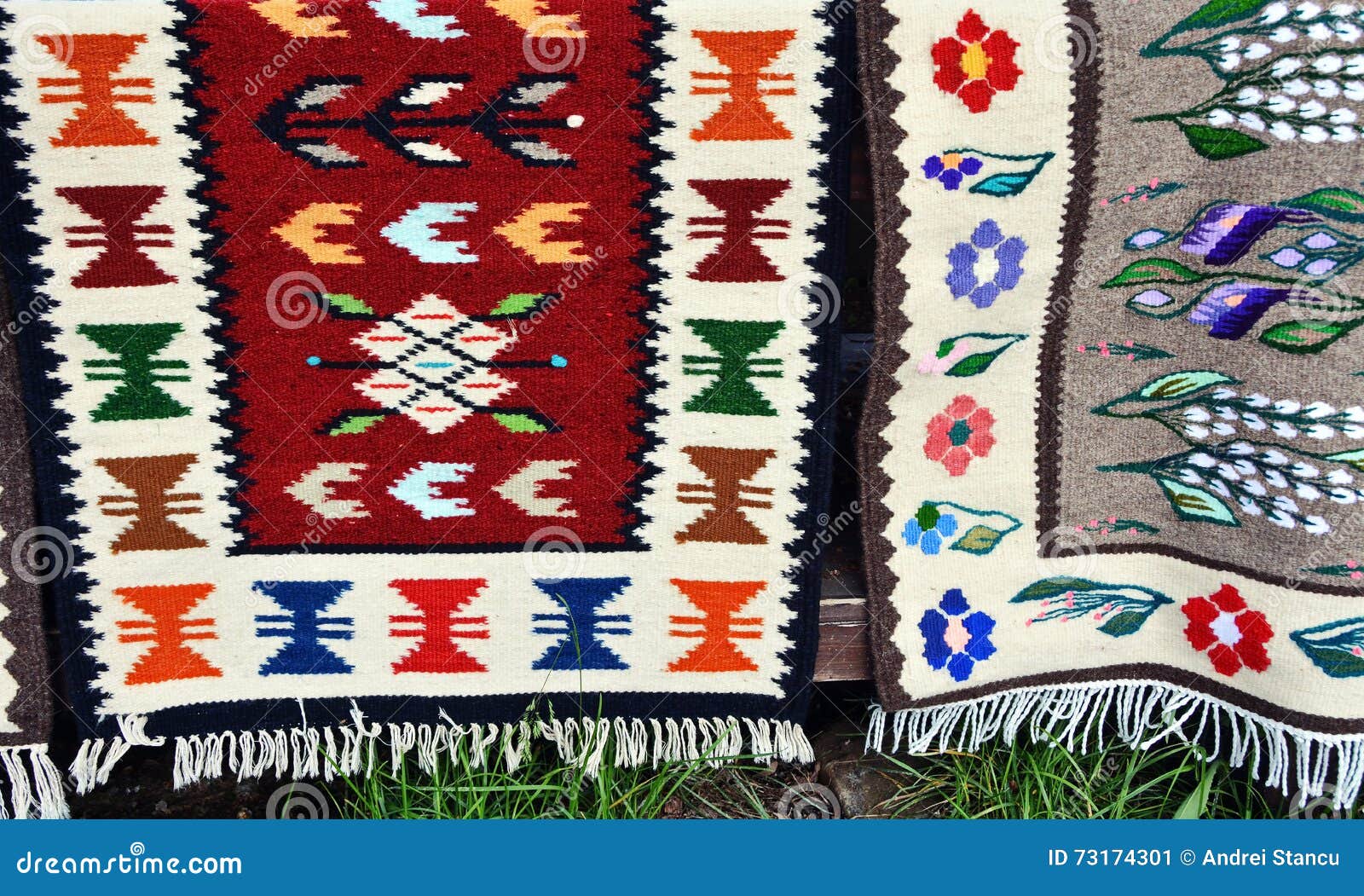 Romanian traditional rugs stock image. Image of village - 73174301