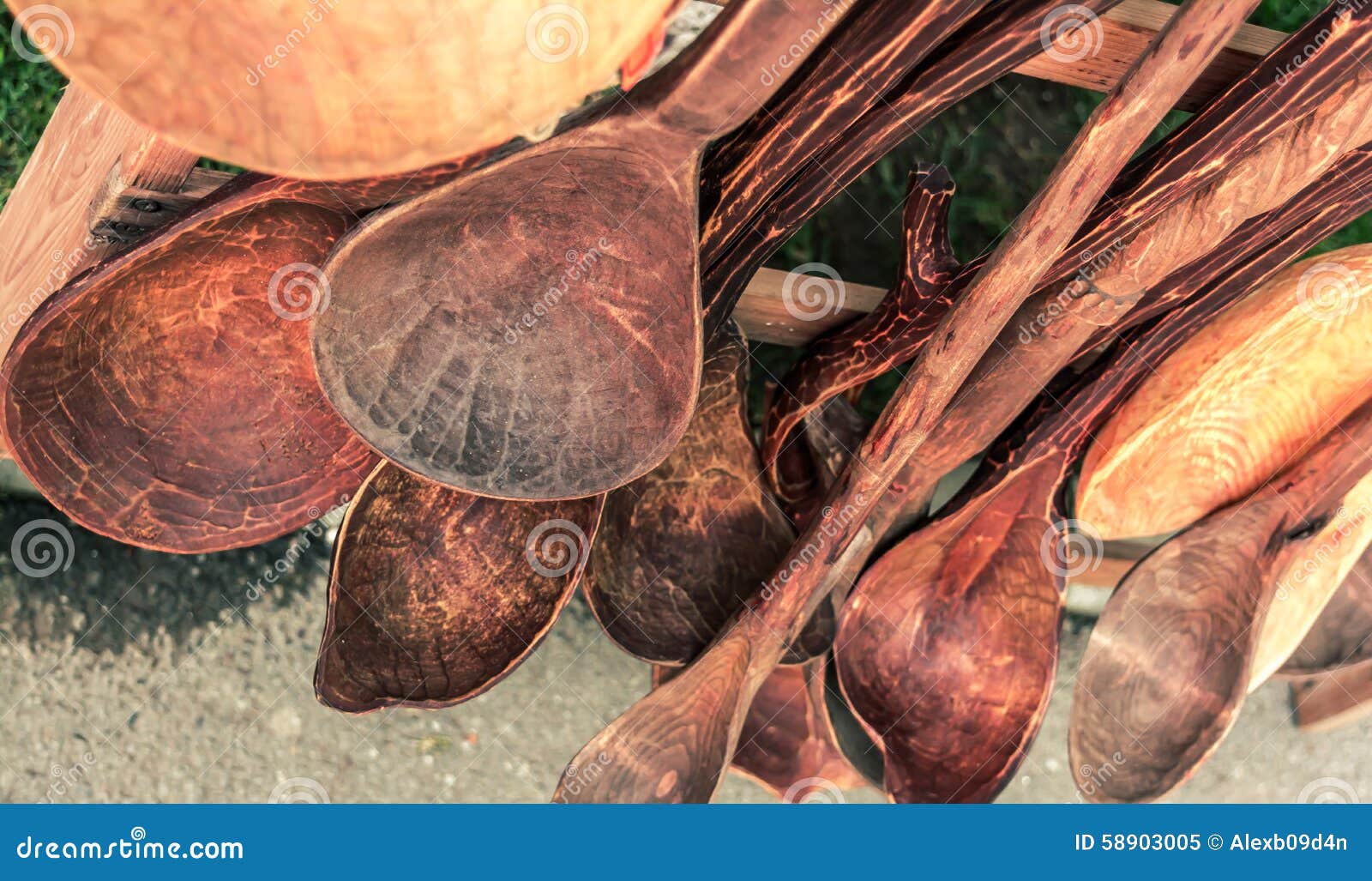 Hand-painted Spoons on a Traditional Fair Stock Image - Image of ...