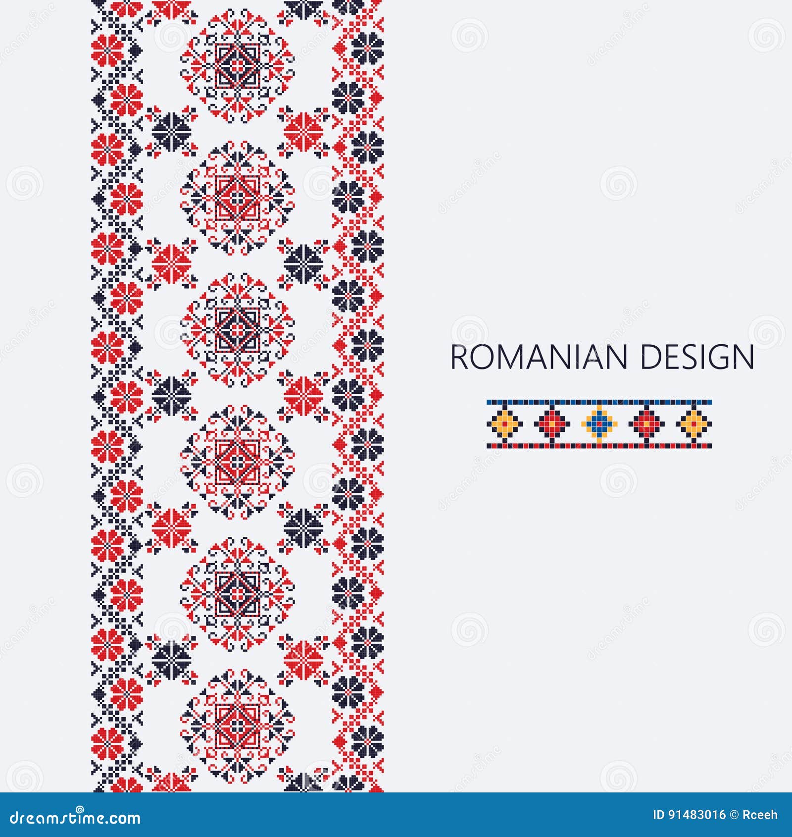 Romanian vertical border stock vector. Illustration of fashion - 91483016