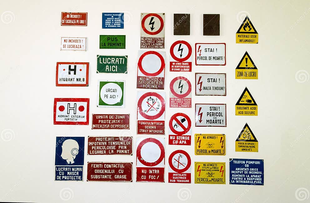 Romanian Warning Signs Collection Editorial Photography - Image of ...