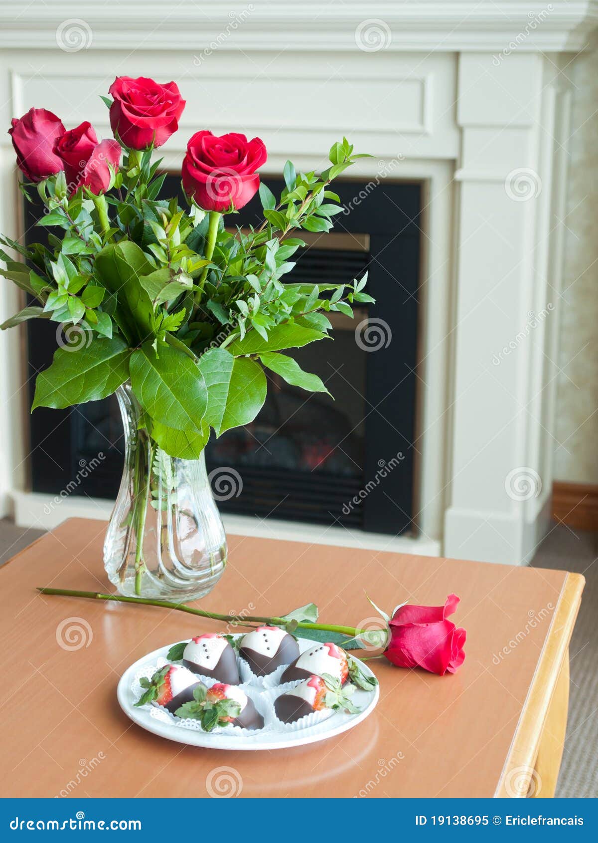 Romantic Ambiance Flowers and Strawberries Stock Image - Image of ...