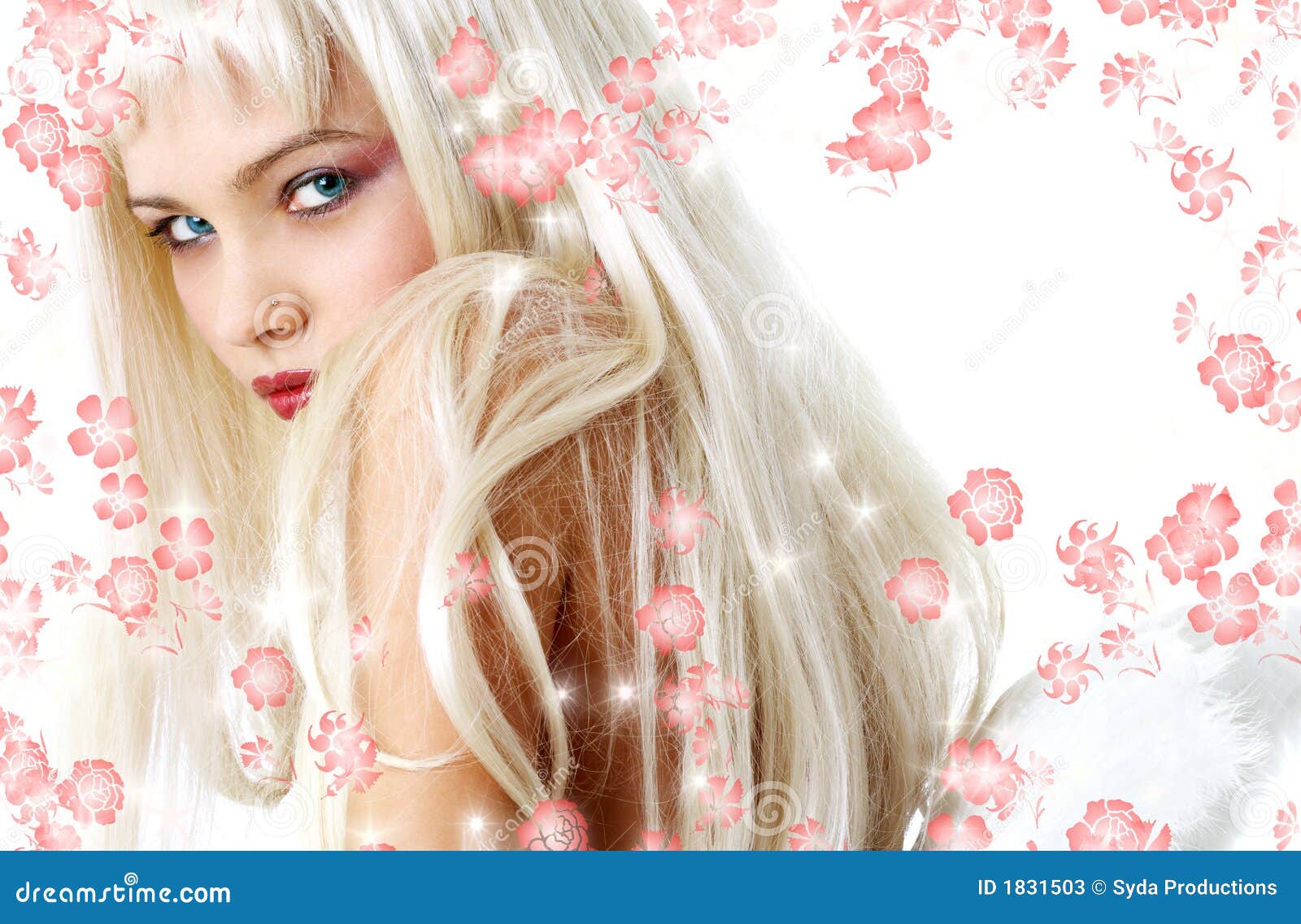 Romantic Angel with Flowers Stock Image - Image of alluring, blond: 1831503