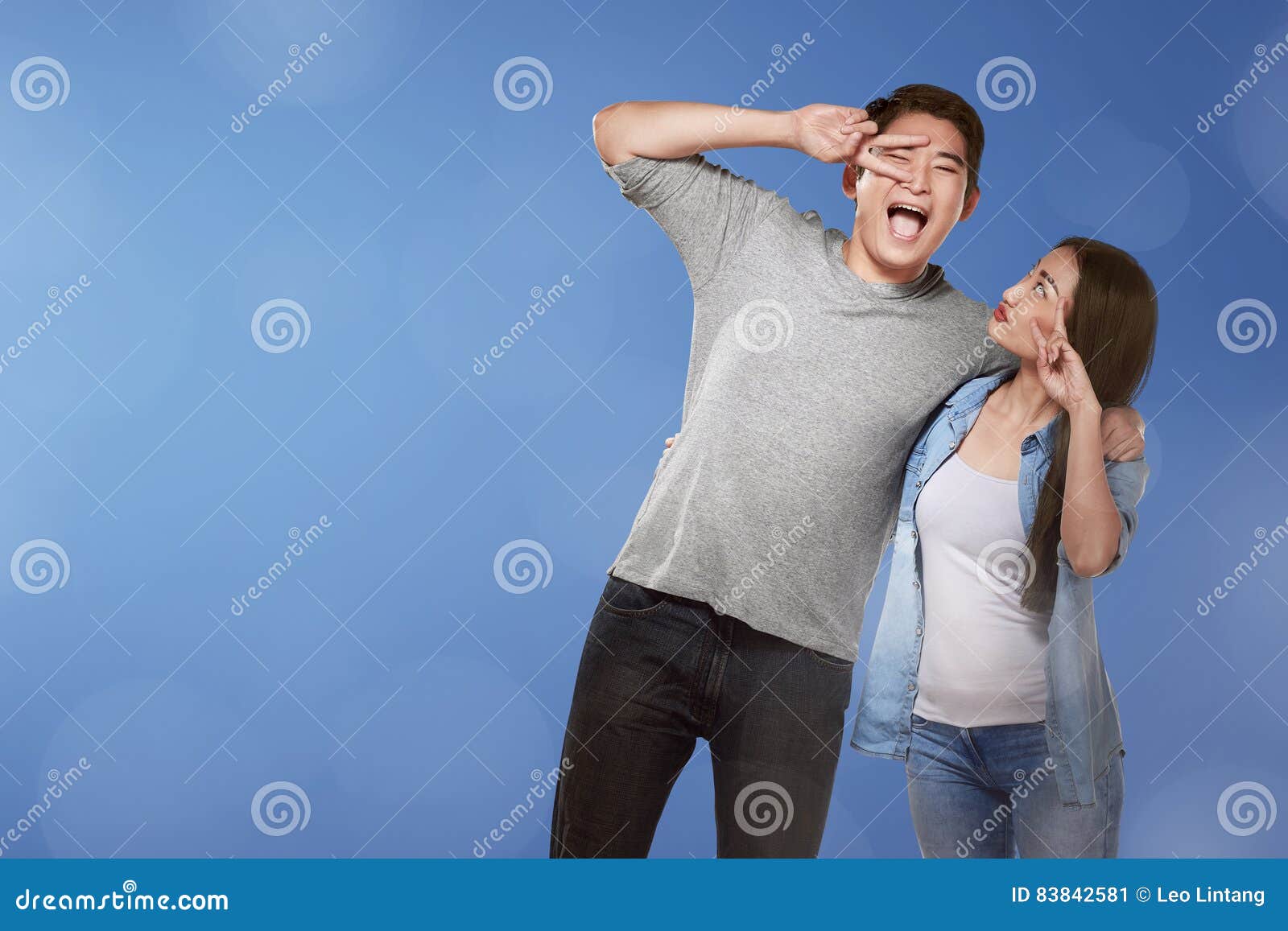Romantic Asian Couple with Funny Expression Stock Image - Image of ...