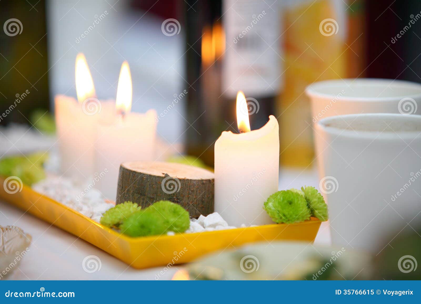 Romantic Atmosphere with Candle Stock Image - Image of white, natural ...