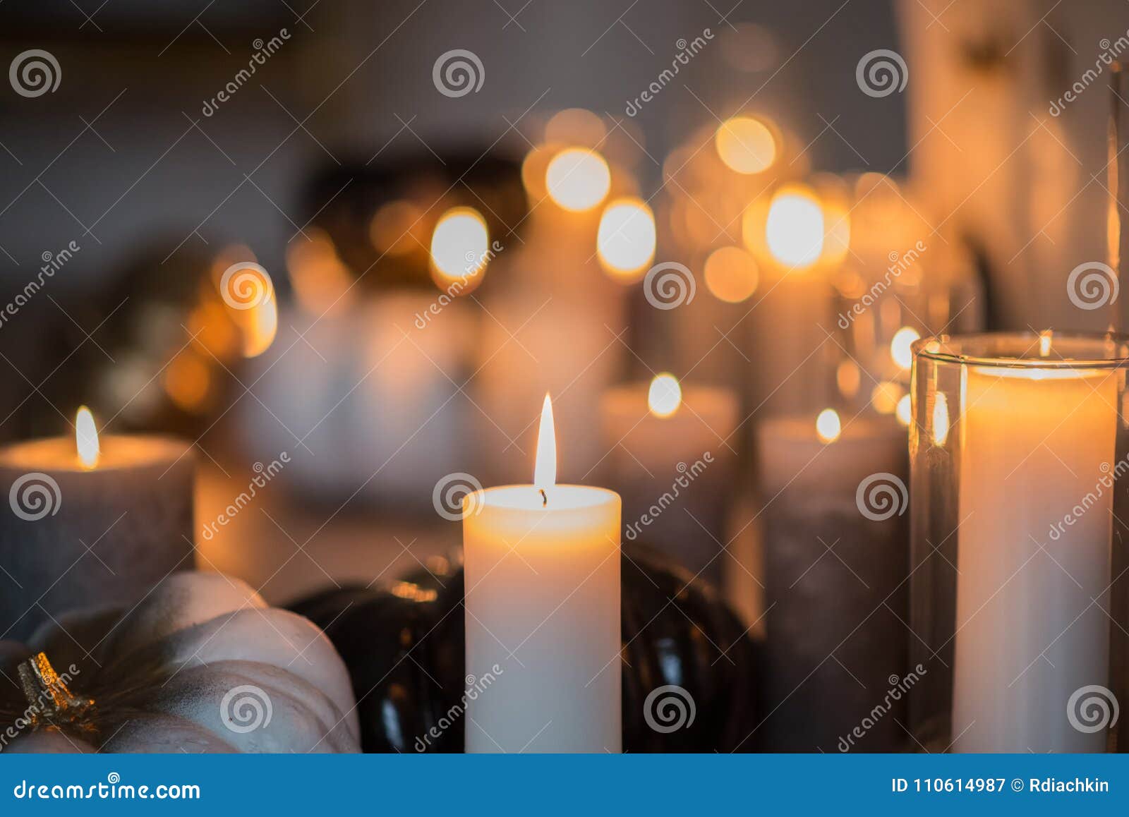 Romantic Atmosphere with Candles. Candles on the Table Stock Image ...