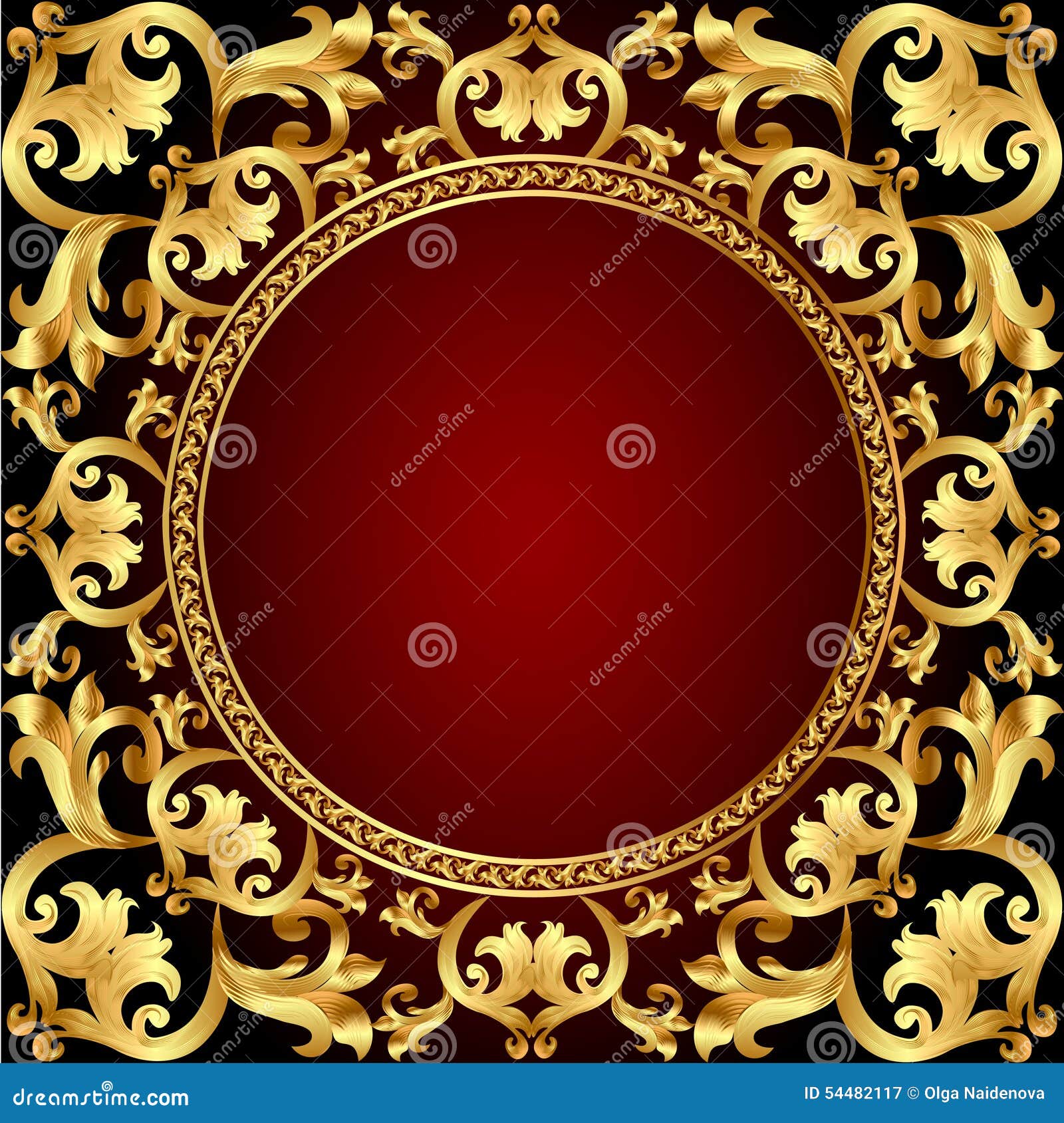 Romantic Background Frame with Gold Pattern Stock Vector - Illustration ...