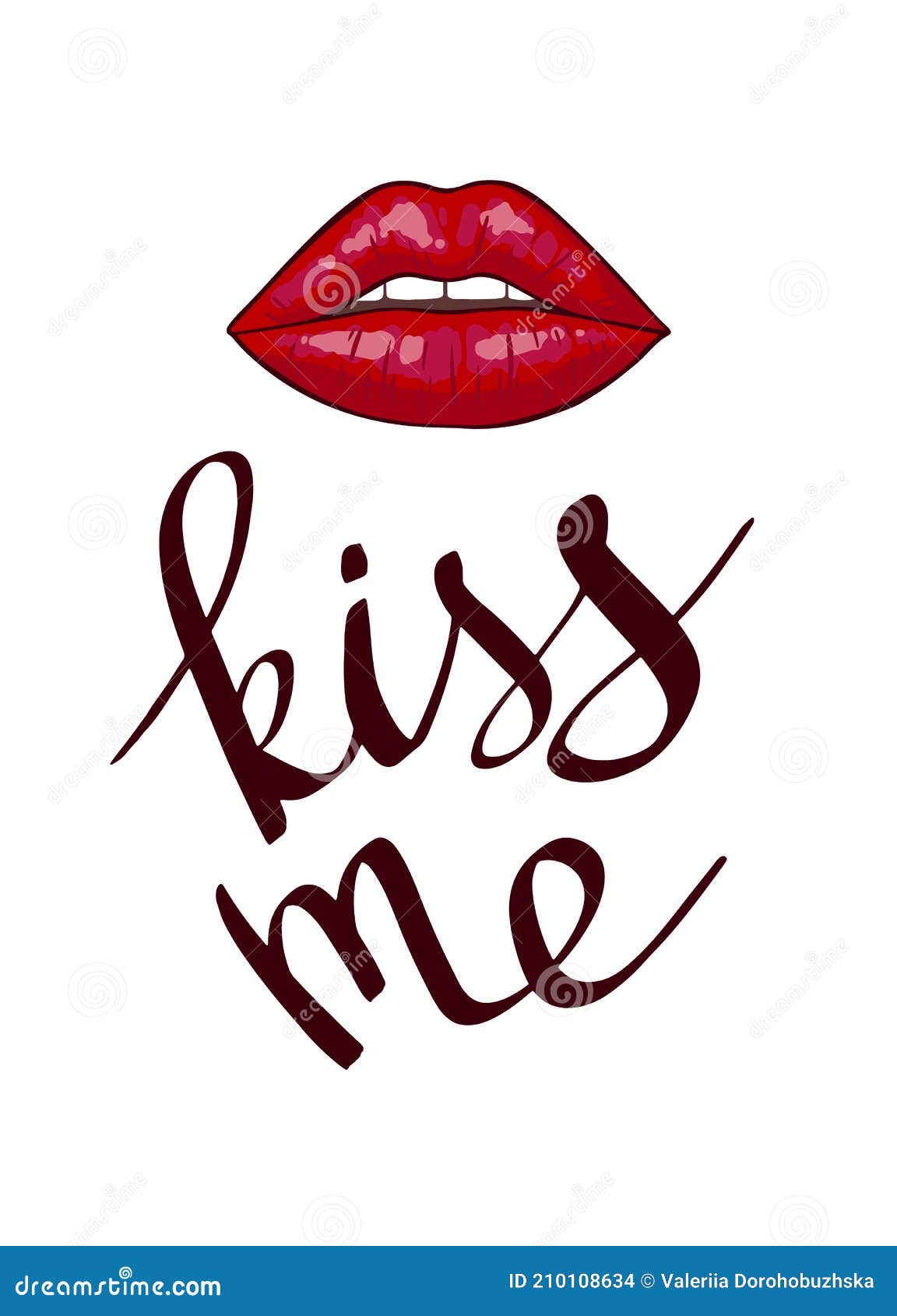 Romantic Background Greeting Card Or T Card With Text Kiss Me
