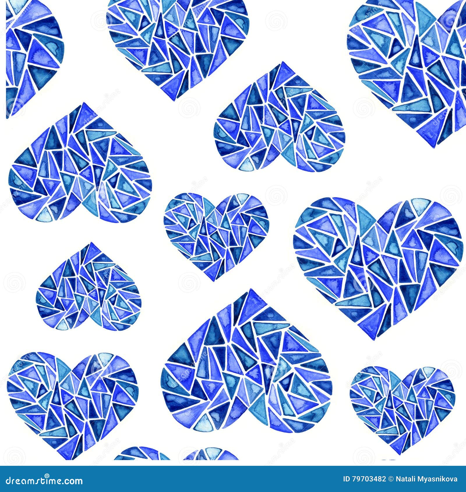 Romantic Background in the Shape of a Blue Heart. Watercolor Texture ...