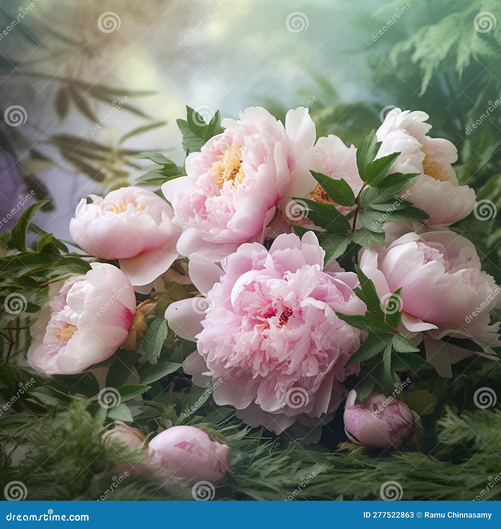Soft Pink Peonies Flowers Background Stock Illustration - Illustration ...