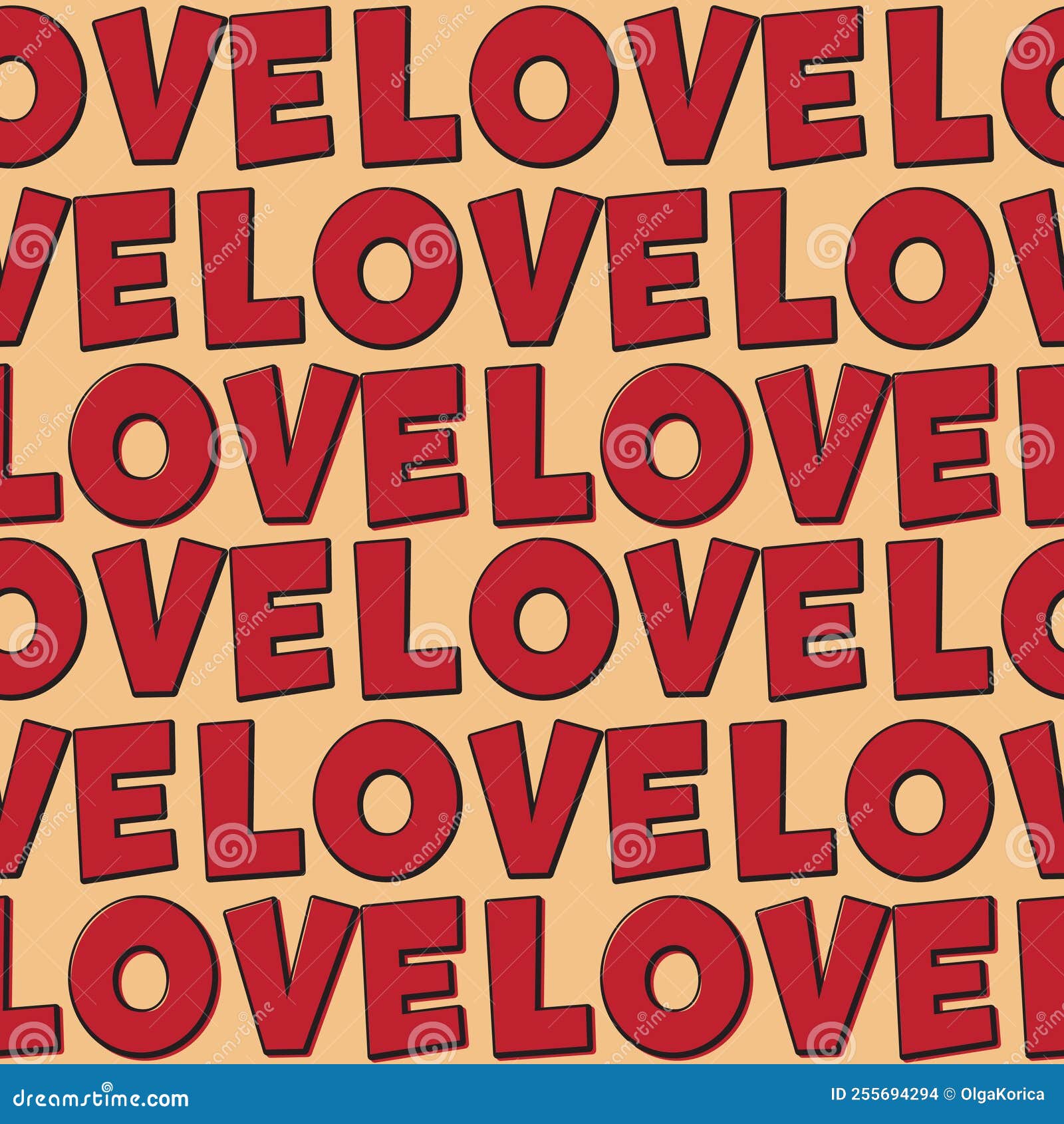 Romantic Background with the Word Love, a Seamless Pattern Stock Vector ...
