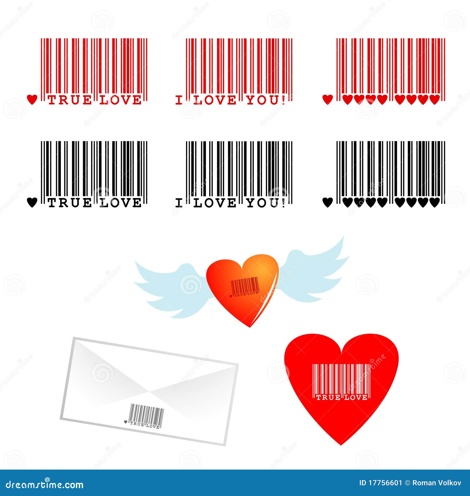 Romantic barcodes stock vector. Illustration of scan - 17756601