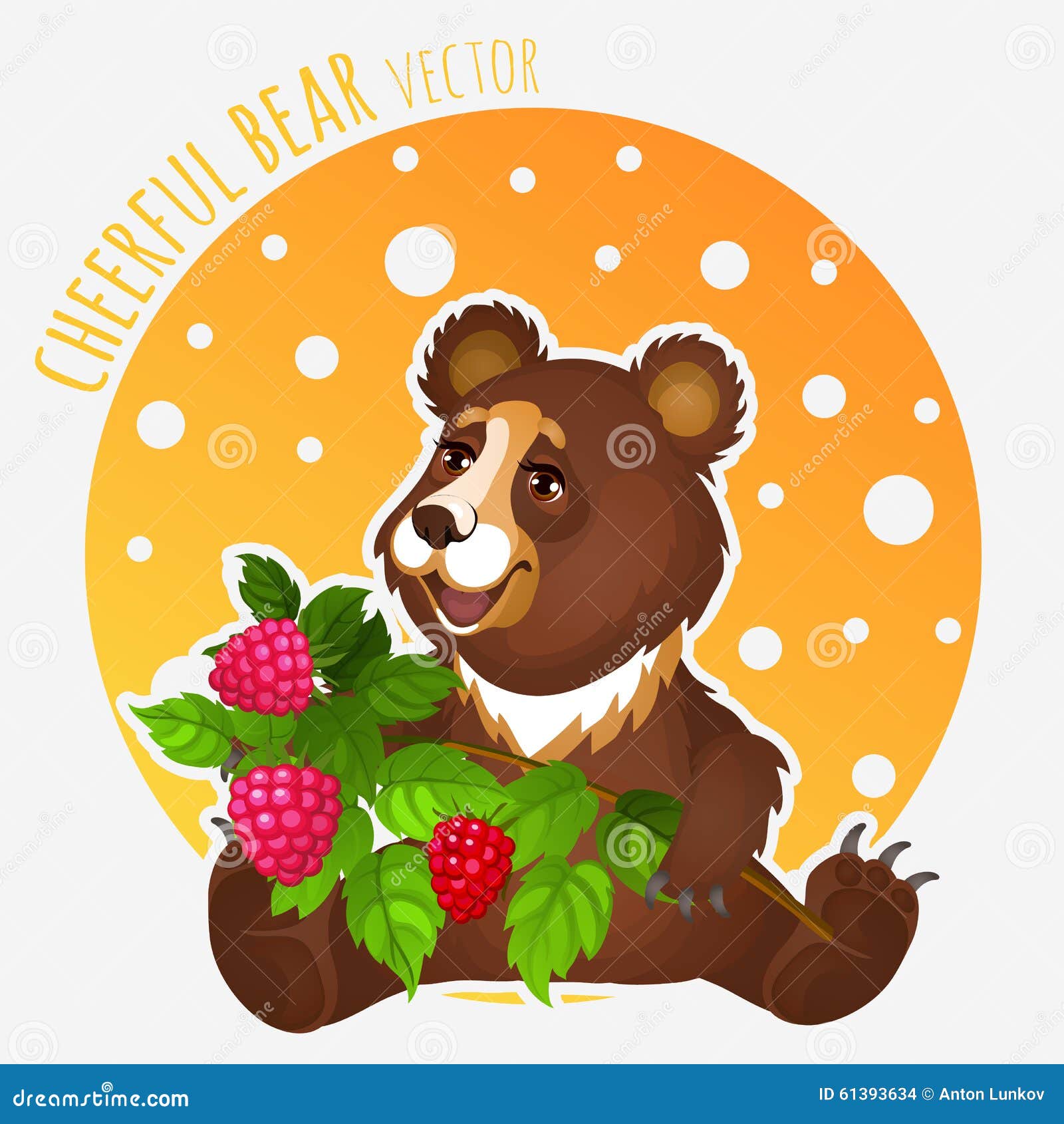 Romantic Bear with Raspberries Stock Vector - Illustration of closeup ...