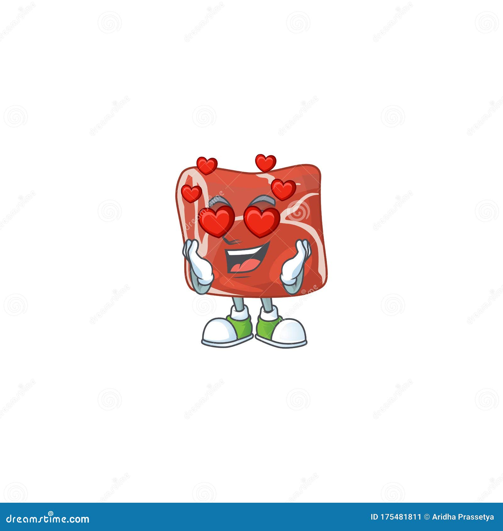 Romantic Beef Cartoon Character with a Falling in Love Face Stock ...
