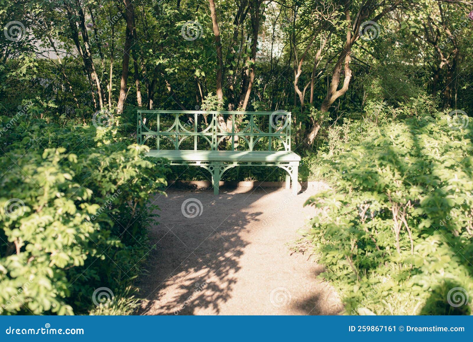 Romantic Bench in Peaceful Park in Spring Stock Image - Image of ...
